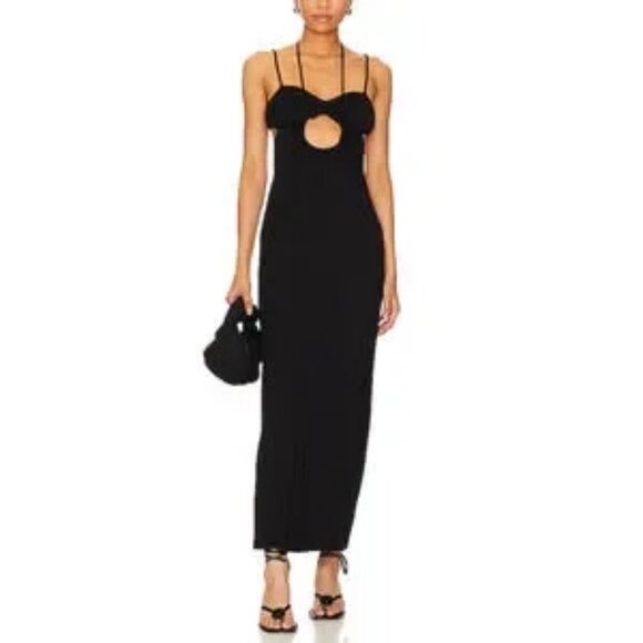 LNA | Dresses | Women Lpa Black Drawstring Waist Cutout Maxi Dress S ...